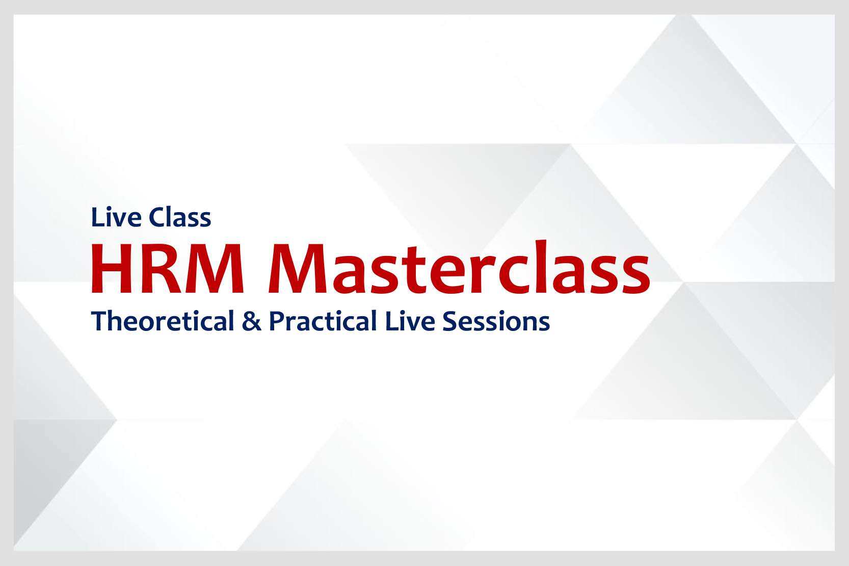 HRM Masterclass - ENSDI